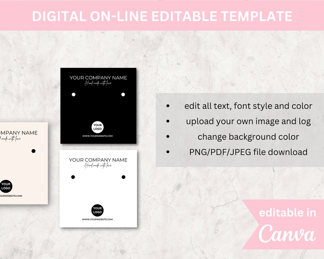 Editable Jewelry Display Card Templates, Printable Earring Card Bundle ...