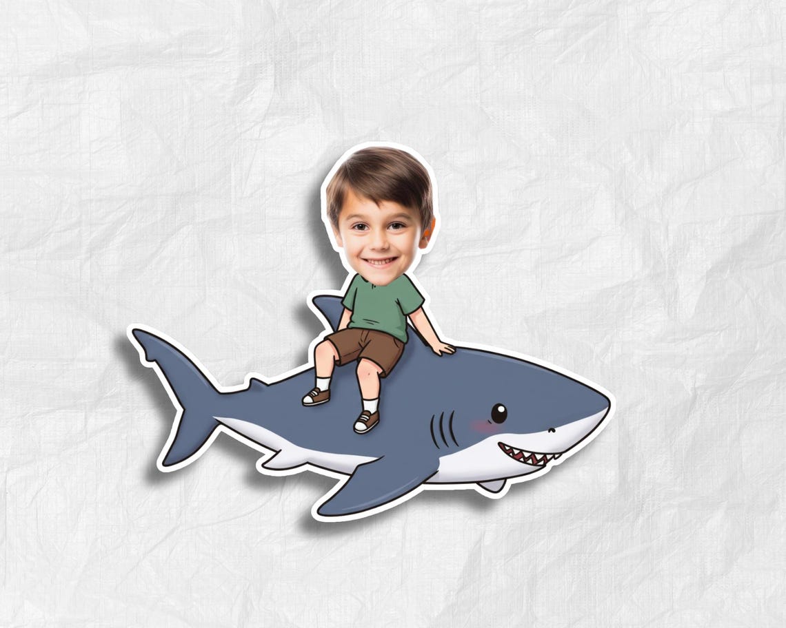 Shark Kids Face Photo | Add Your Own Photo | Shark Birthday Party | DIY ...