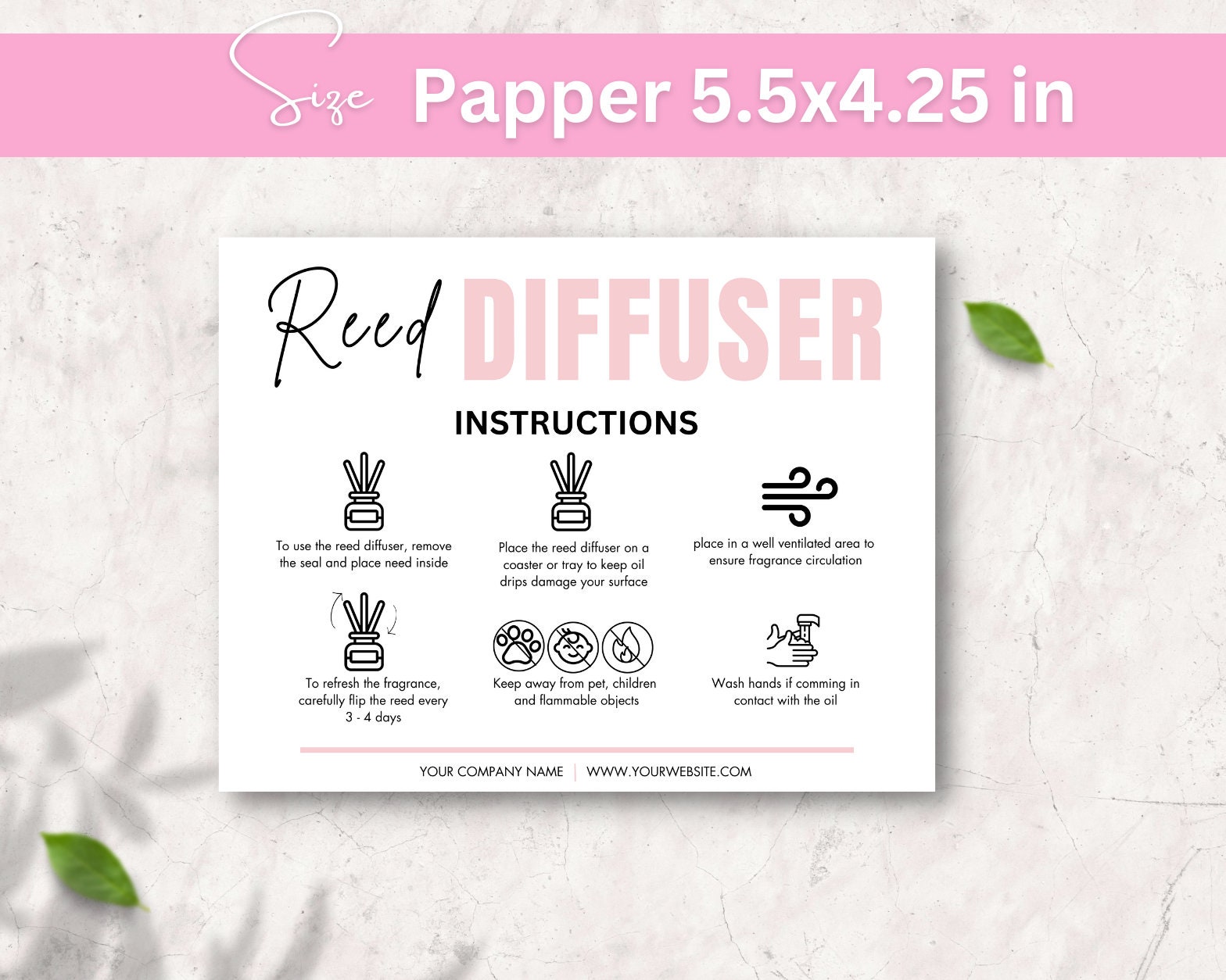 Editable Reed Diffuser Care Card Template, Reed Diffuser Care ...