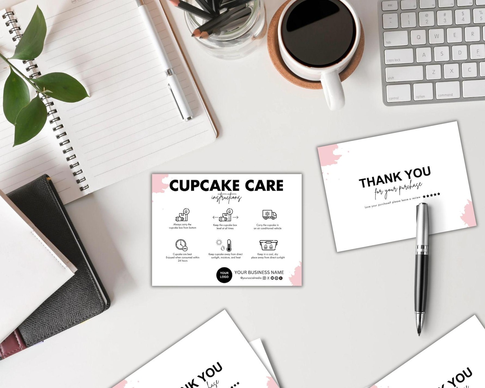 Editable Cupcake Care Card Template, Cupcakes Care Guide Tips ...