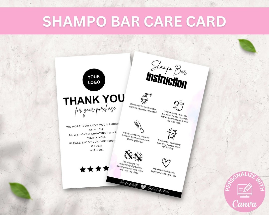Shampoo Bar Application Guide Template, Editable Solid Shampoo Care ...