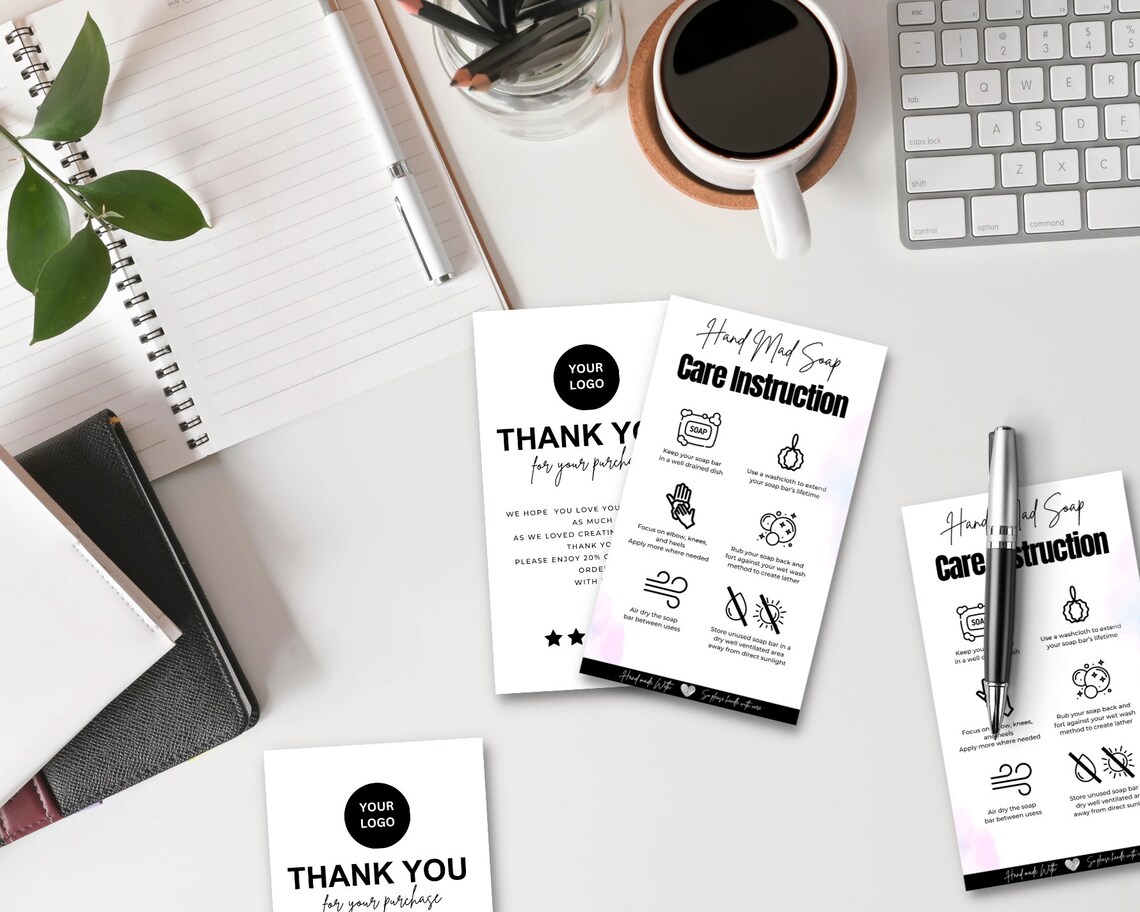 Editable Soap Care Card Template, Handmade Soap Bar Care Guide, Boho ...