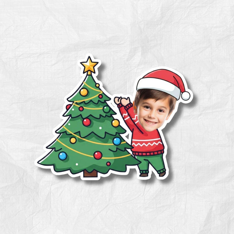 Kids With Christmas Tree | Add Your Own Face Photo Template | Holiday ...