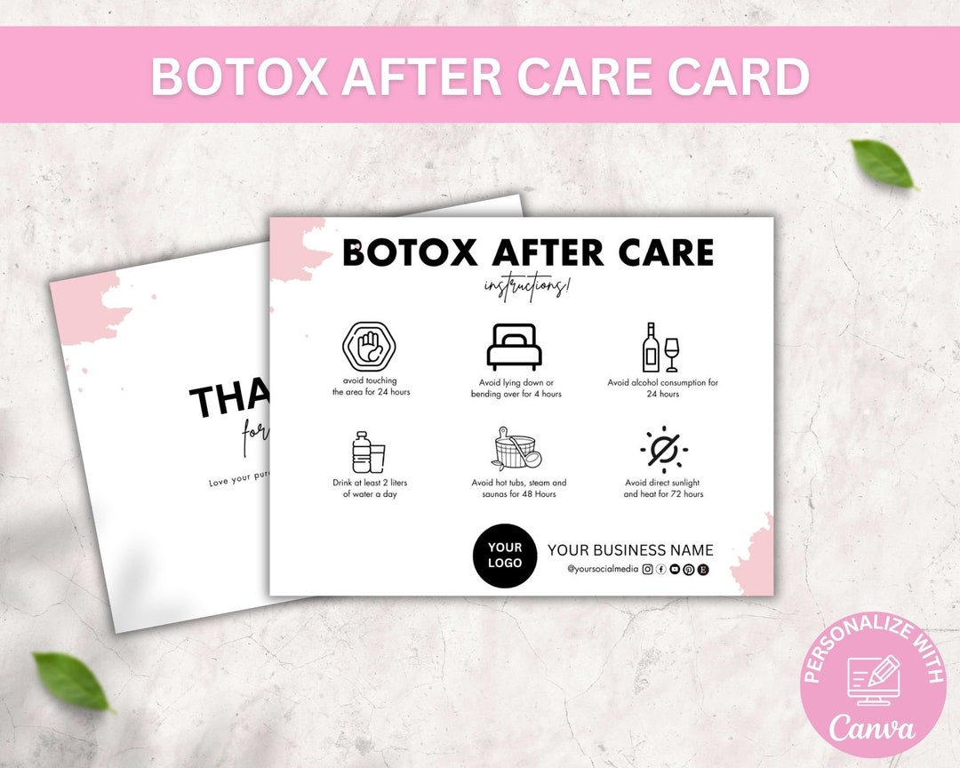 Botox Aftercare Card Template, Editable Filler Procedure Post Care ...