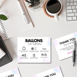 Editable Balloon Care Card Template in 4 Variations, Elegant Design Air ...