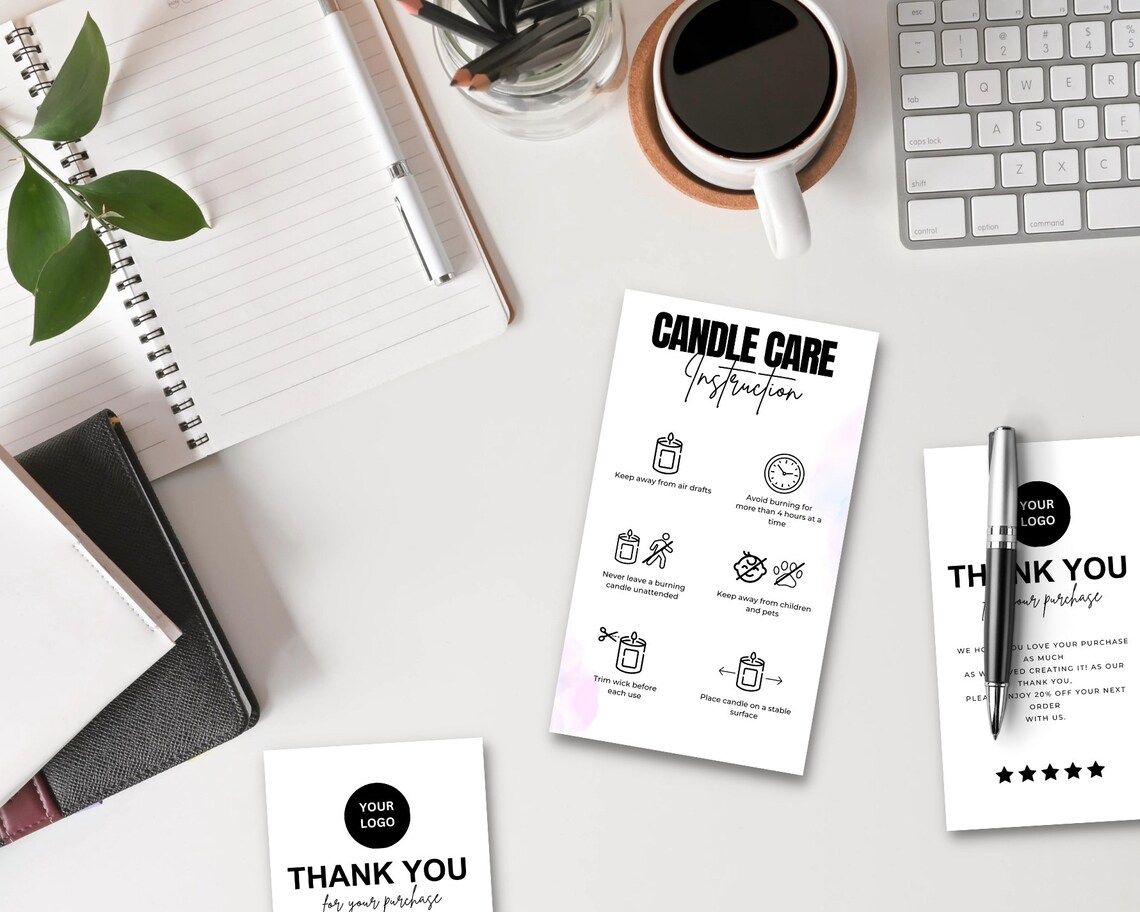 Mini Candle Care Card Editable, Printable Candle Care Instructions ...