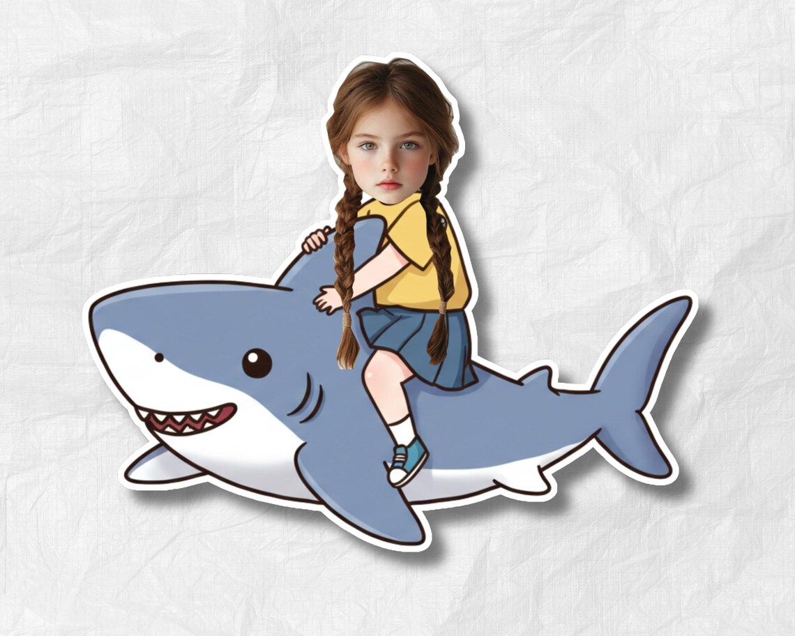 Shark Kids Face Photo | Add Your Own Photo | Shark Birthday Party | DIY ...