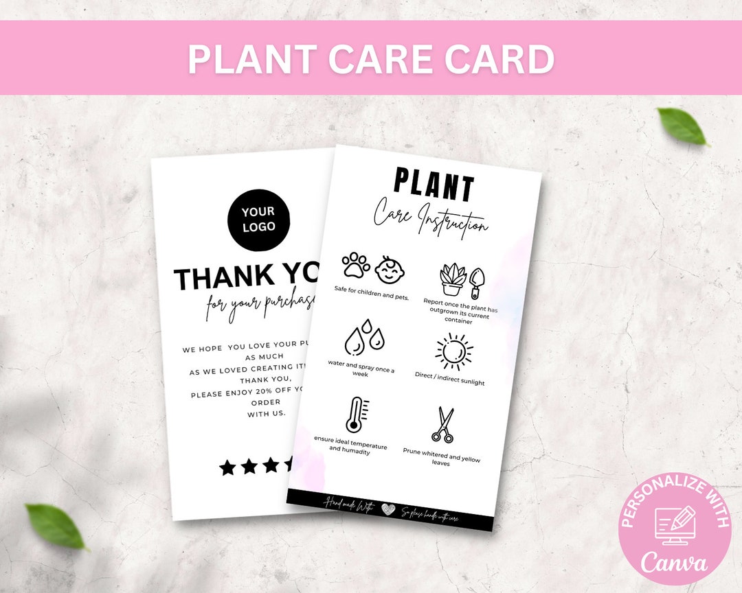 Plant Care Card Template, Succulent Care Cards, Plant Care Tags Inserts ...
