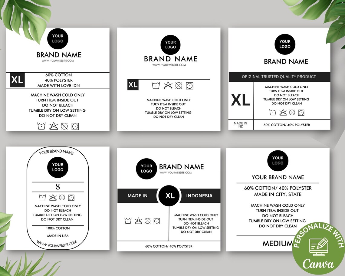 Editable Clothing Tag Bundle, T-shirt Neck Label Tag, DIY Garment Care ...