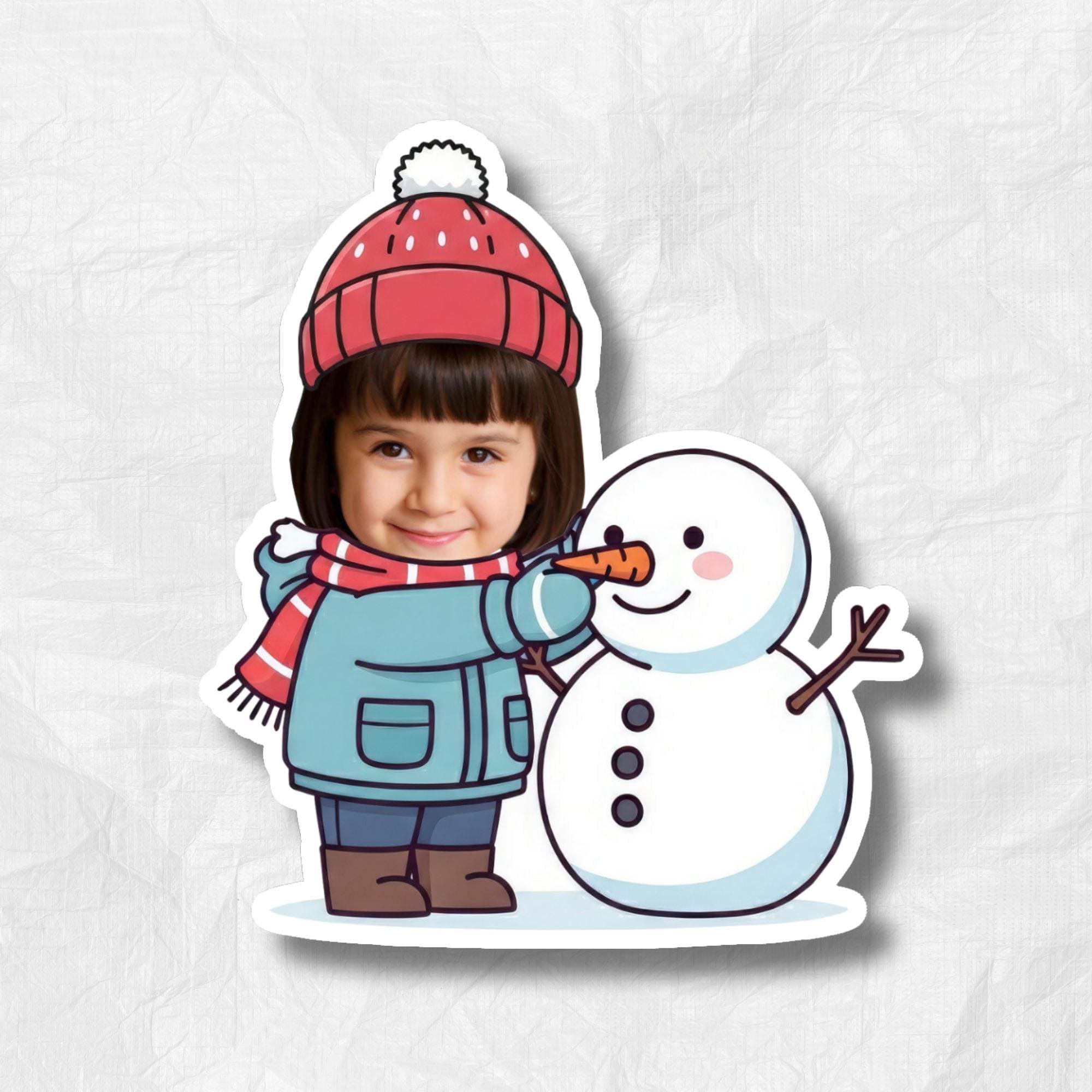 Kids With Snowman | Add Your Own Face Photo Template | Winter Christmas ...