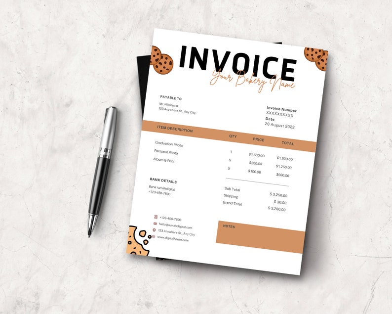 Invoice Cake Template Printable Invoice Custom Order Forms Photography ...