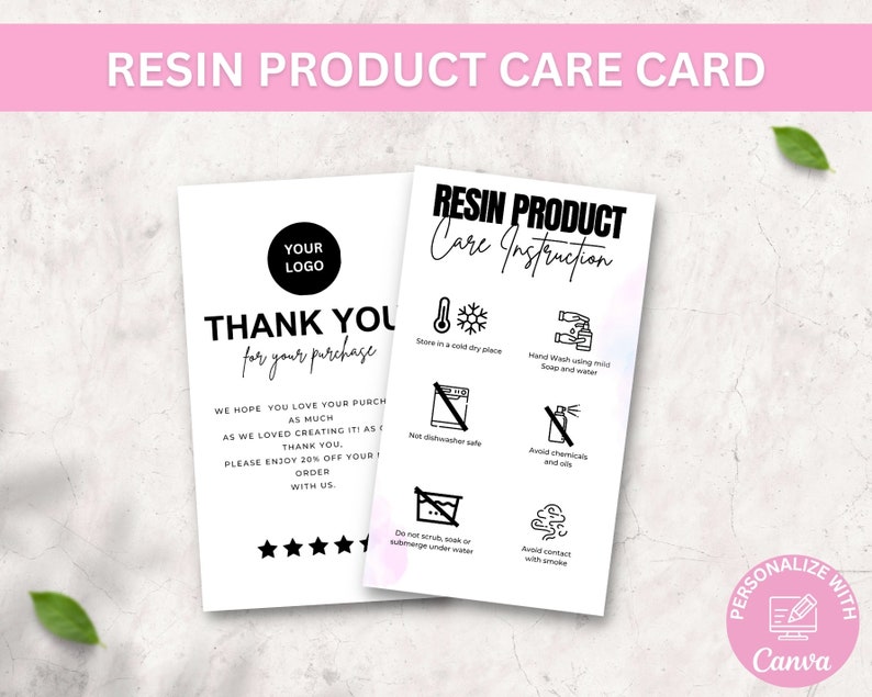 Mini Resin Care Card Canva Template, Editable Resin Instructions Care ...