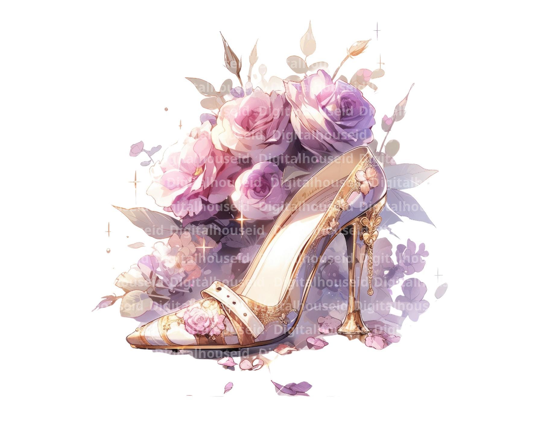 12 Floral Prom Shoes Clipart PNG, High Heels Clipart, Digital Clipart ...