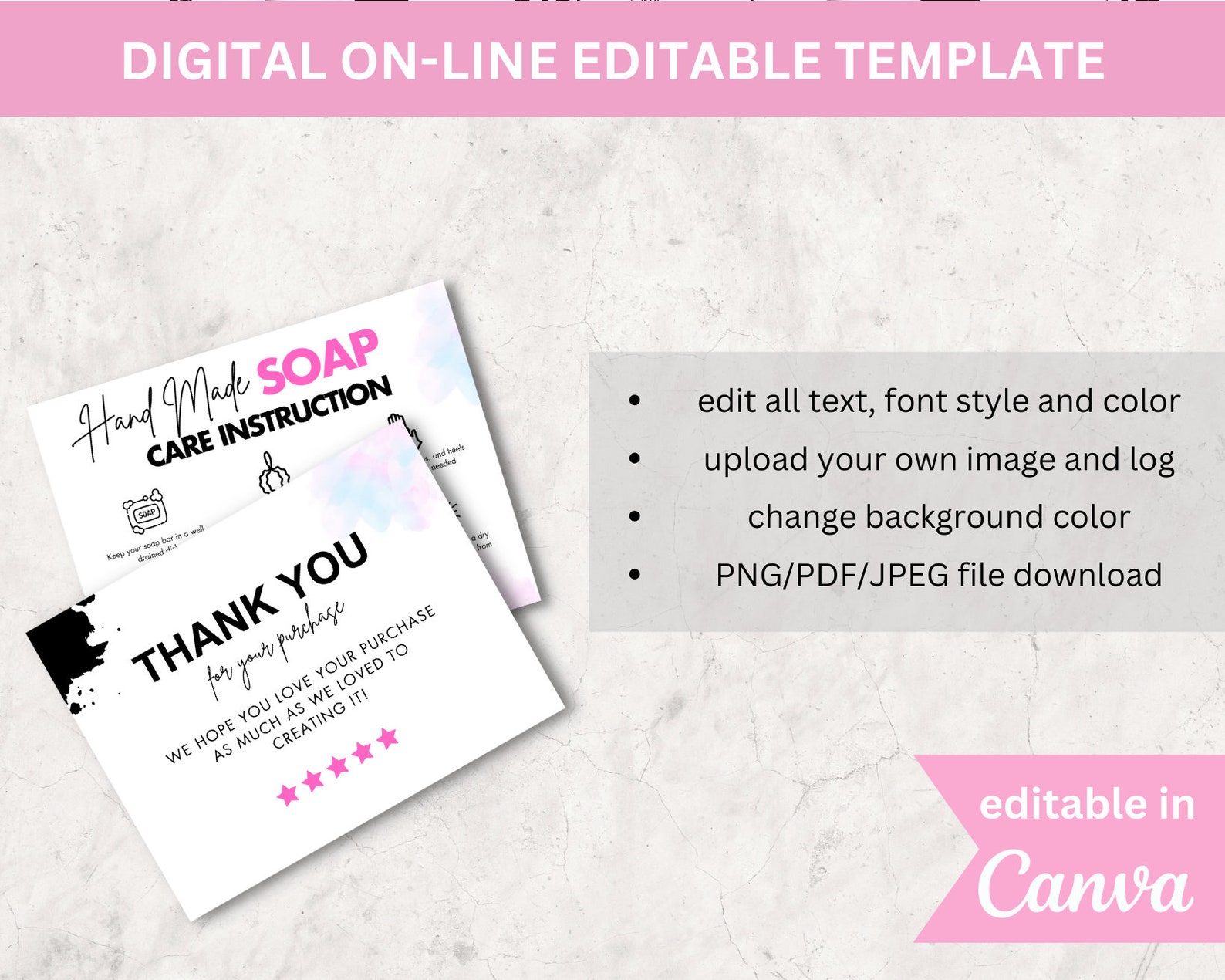 Handmade Soap Care Card Template, Editable Soap Care Cards, Printable ...