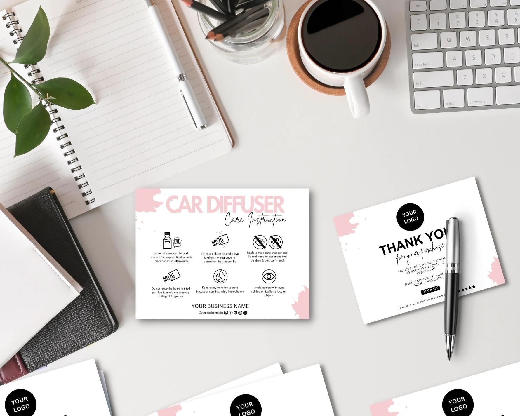 Car Diffuser Care Card Canva Template, Editable Oil Diffuser Care Card ...