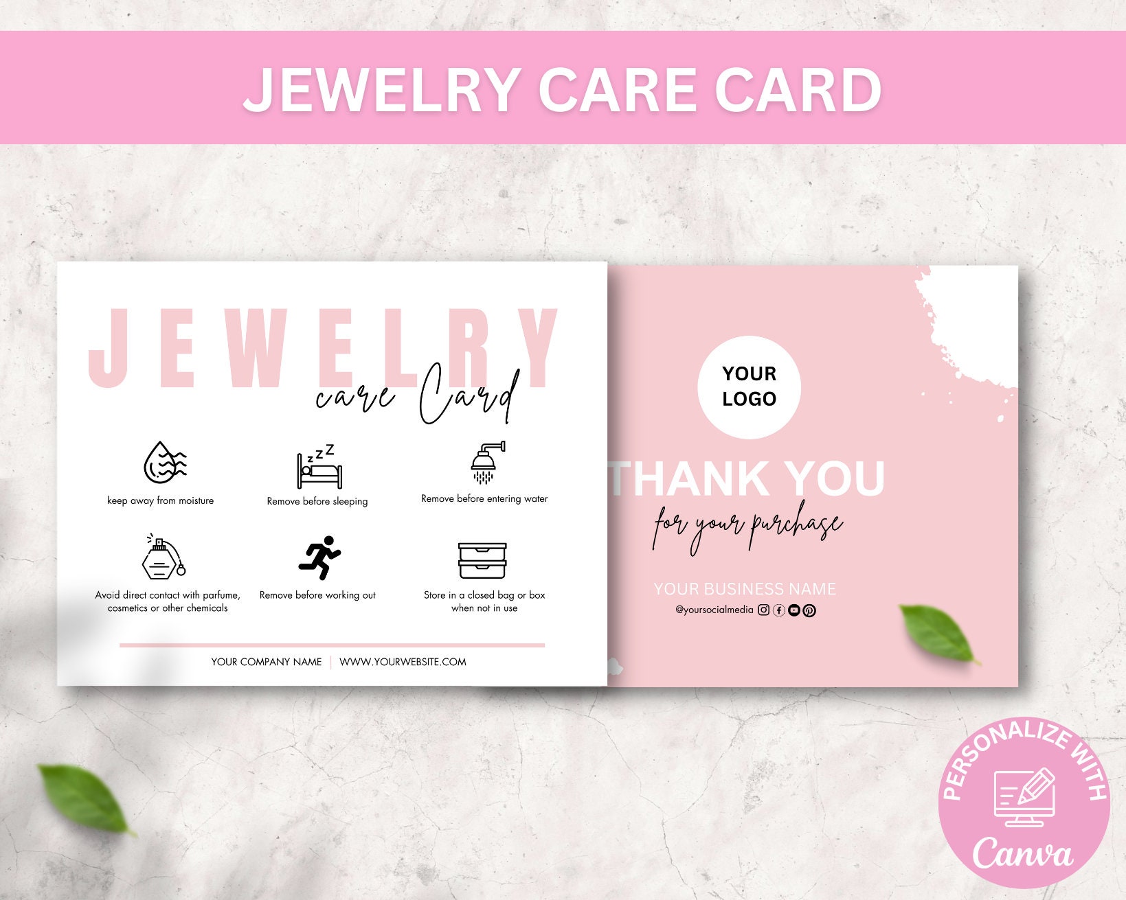 Printable Jewelry Care Card Template, Editable Jewellery Care ...
