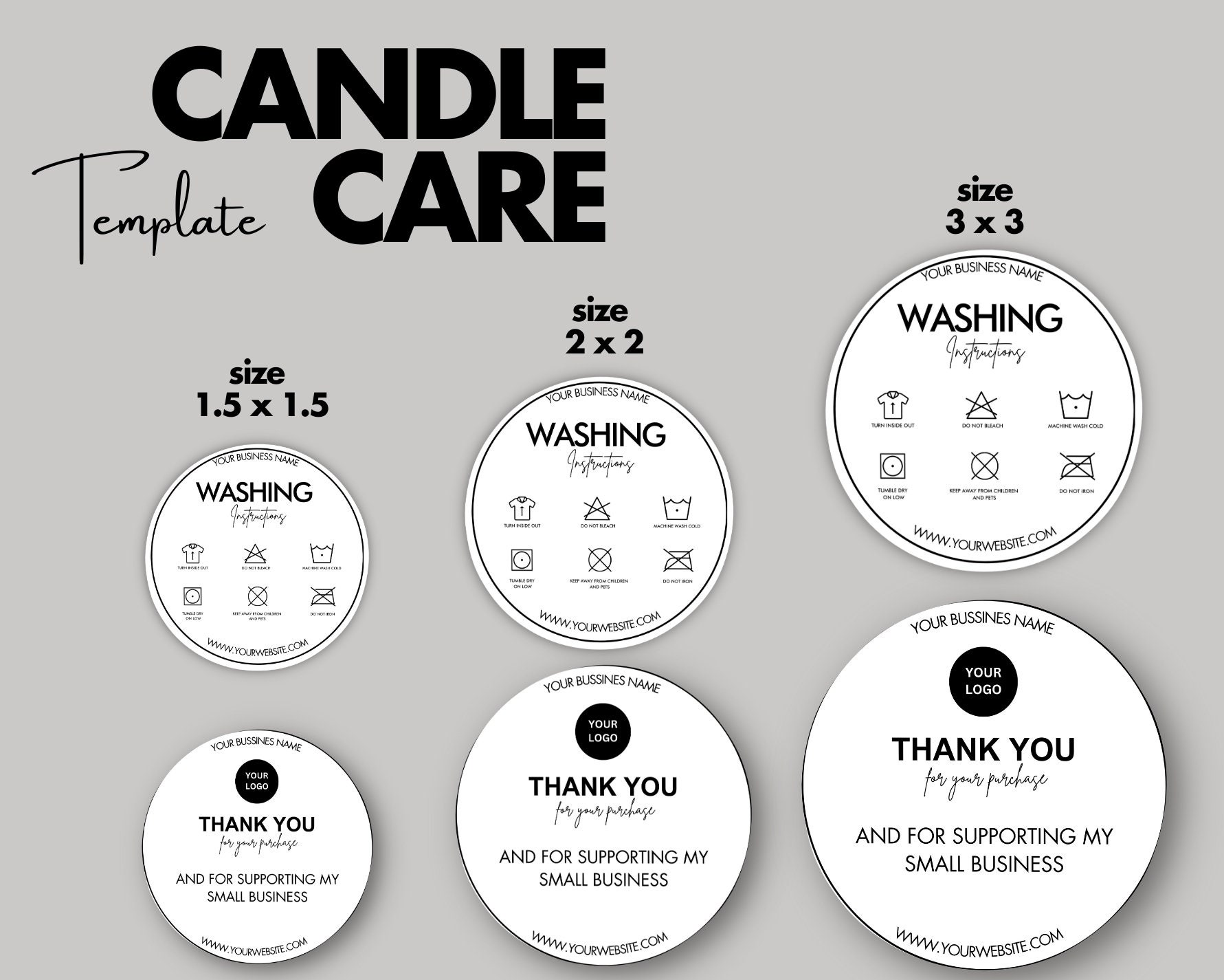 Circle Washing Instructions Care Card I Editable Canva Template I Etsy ...