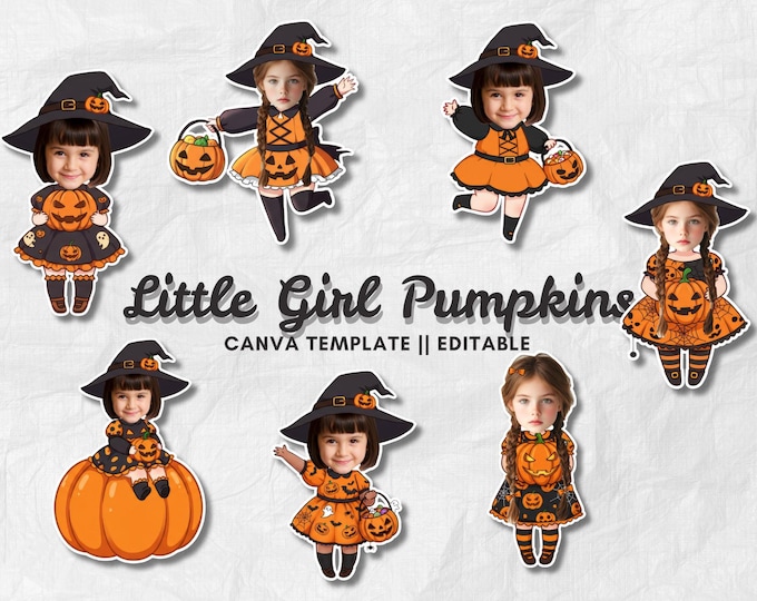 Little Girl Pumpkins Photo – Add Your Own Face | DIY Fall & Halloween ...