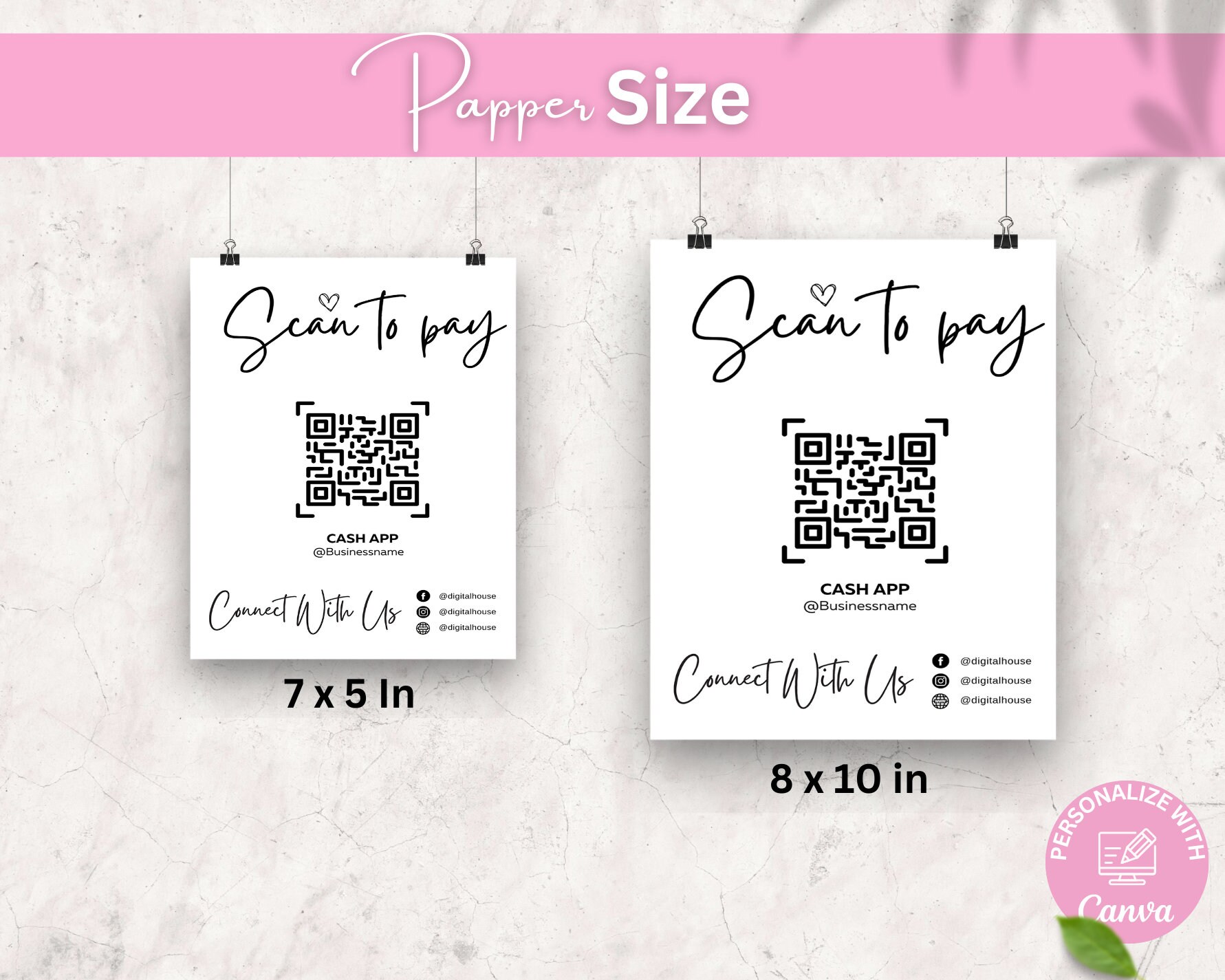 Business Scan to Pay Card, QR Code Sign Canva Template, Editable Sign ...