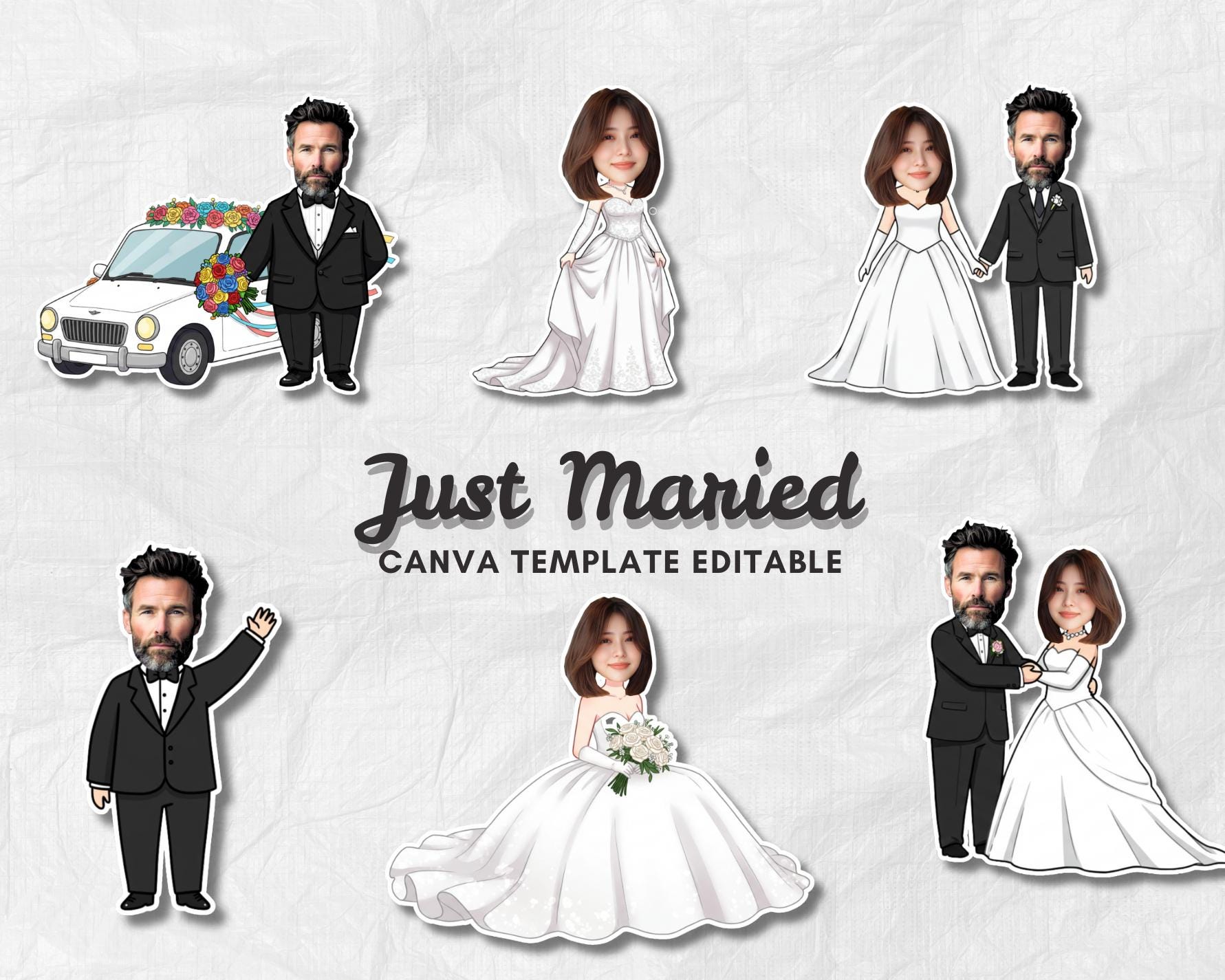 Wedding Face | Add Your Own Photo | Just Married PNG | DIY Editable ...