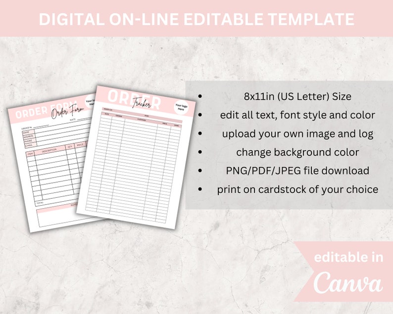 Order Form Printable and Editable Good for Crafters, Small Business ...