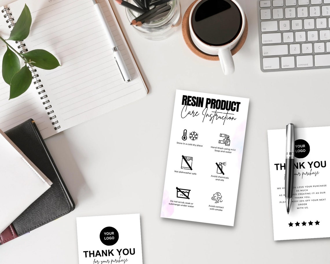Mini Resin Care Card Canva Template, Editable Resin Instructions Care ...