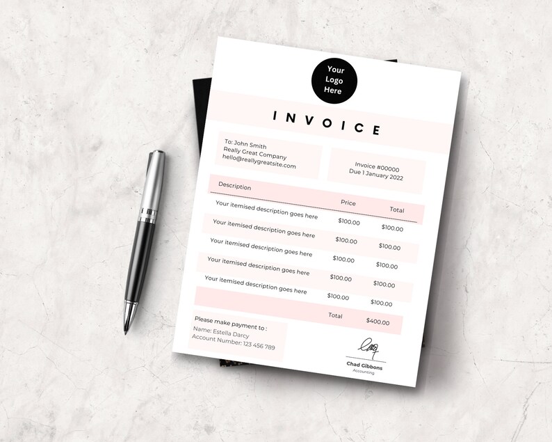Invoice Template | Printable Invoice | Custom Order Forms | Photography ...