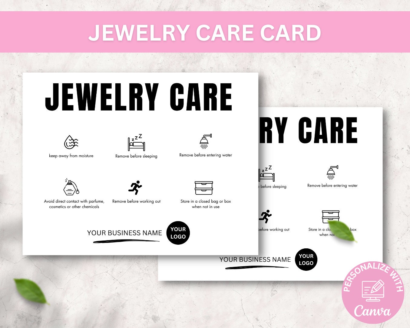 Printable Jewelry Care Card Template, Editable Jewellery Care ...