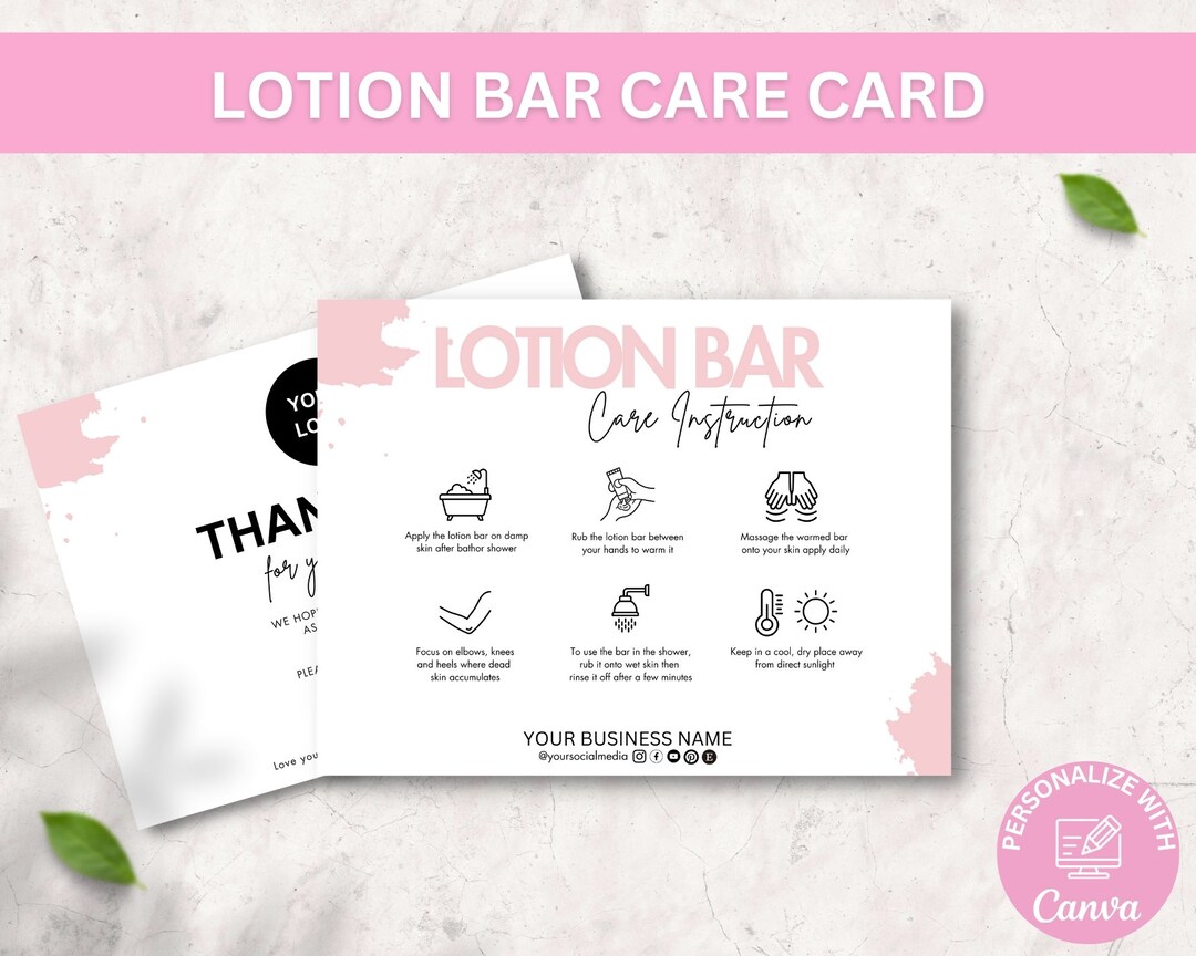 Editable Lotion Bar Care Card Template: Watercolor Design (digital ...