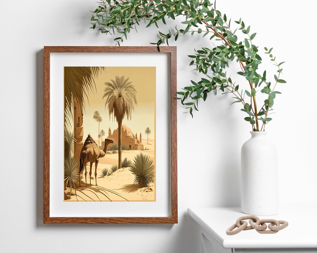 Desert Camel Wall Art With Muted Colors Camel Near Oasis and Desert ...