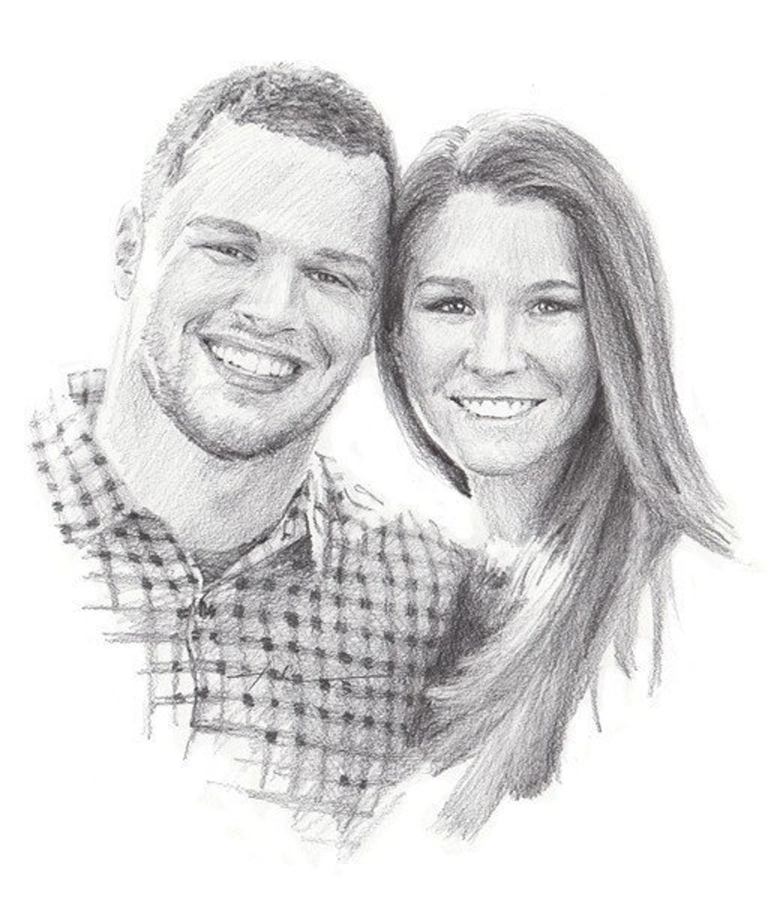 Custom Hand Drawn Portrait From a Photo Original Drawn Portrait Sent to ...