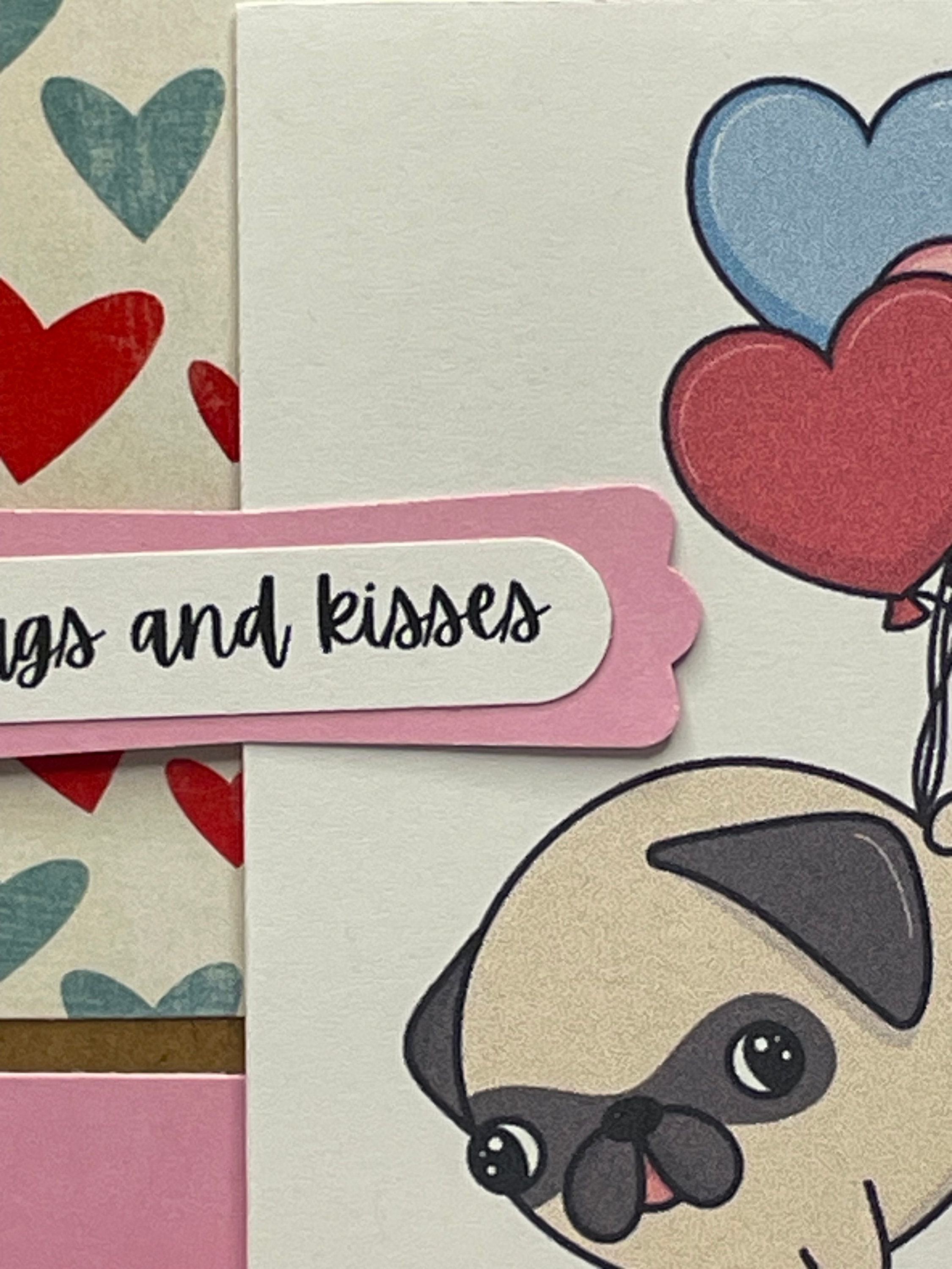 Pugs and Kisses Pug With Balloons Anniversary and Valentine's Day ...