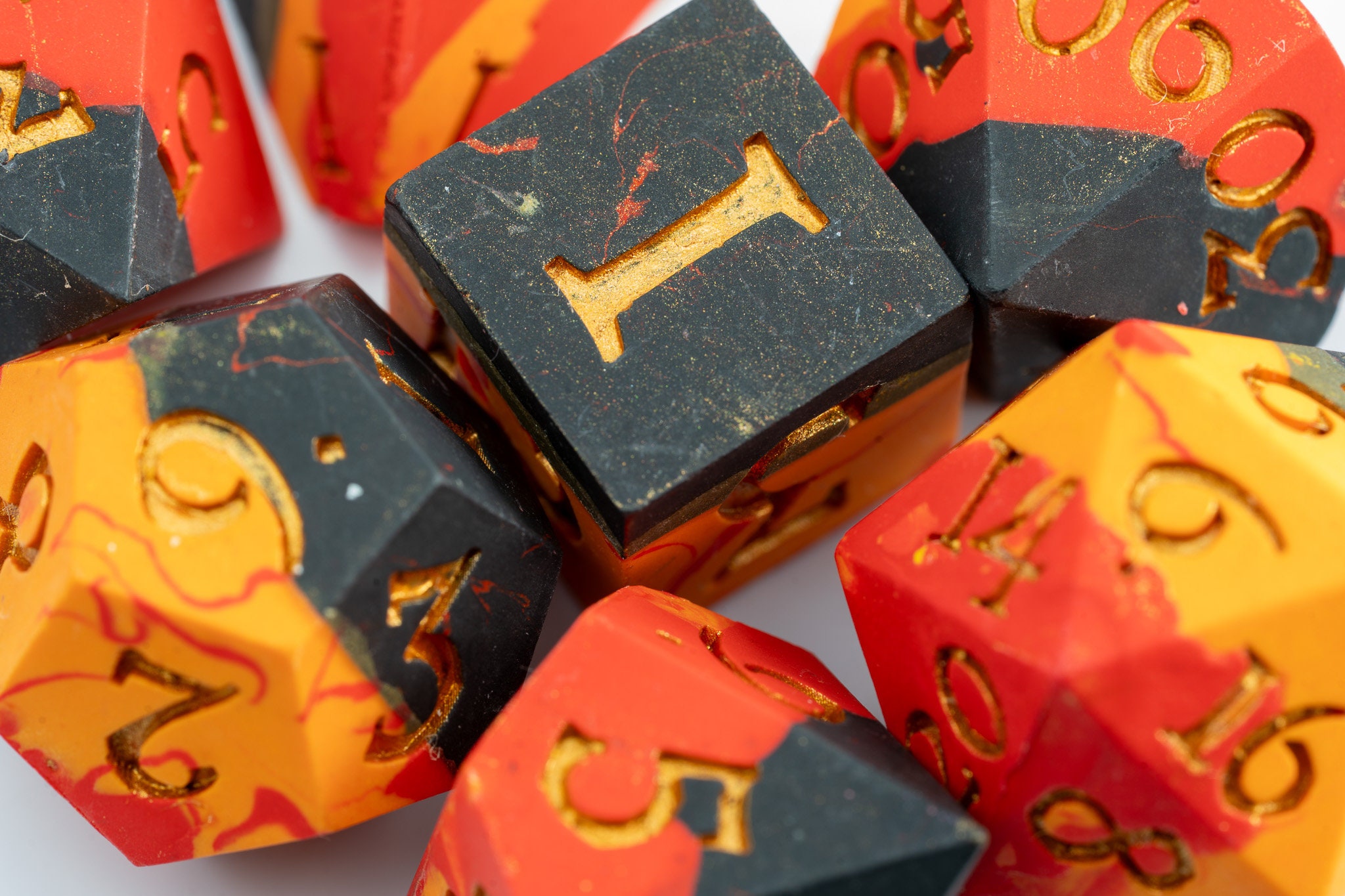 Jesmonite Handmade Orange Black and Red Lava Dice - Etsy
