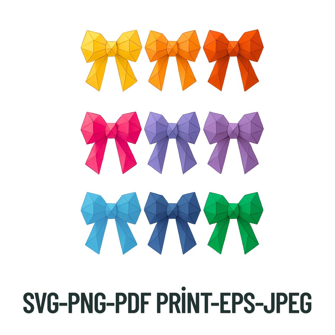 Colorful Geometric Bows PNG | Abstract Ribbon Bow PNG | Bright Rainbow ...