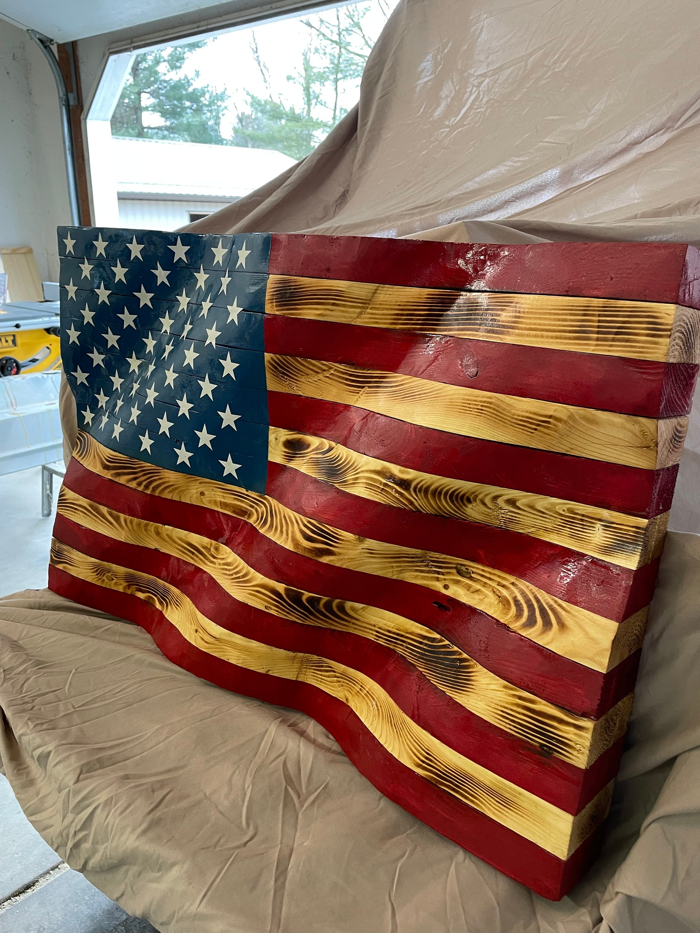 Rustic Wooden Waving American Flag - Etsy