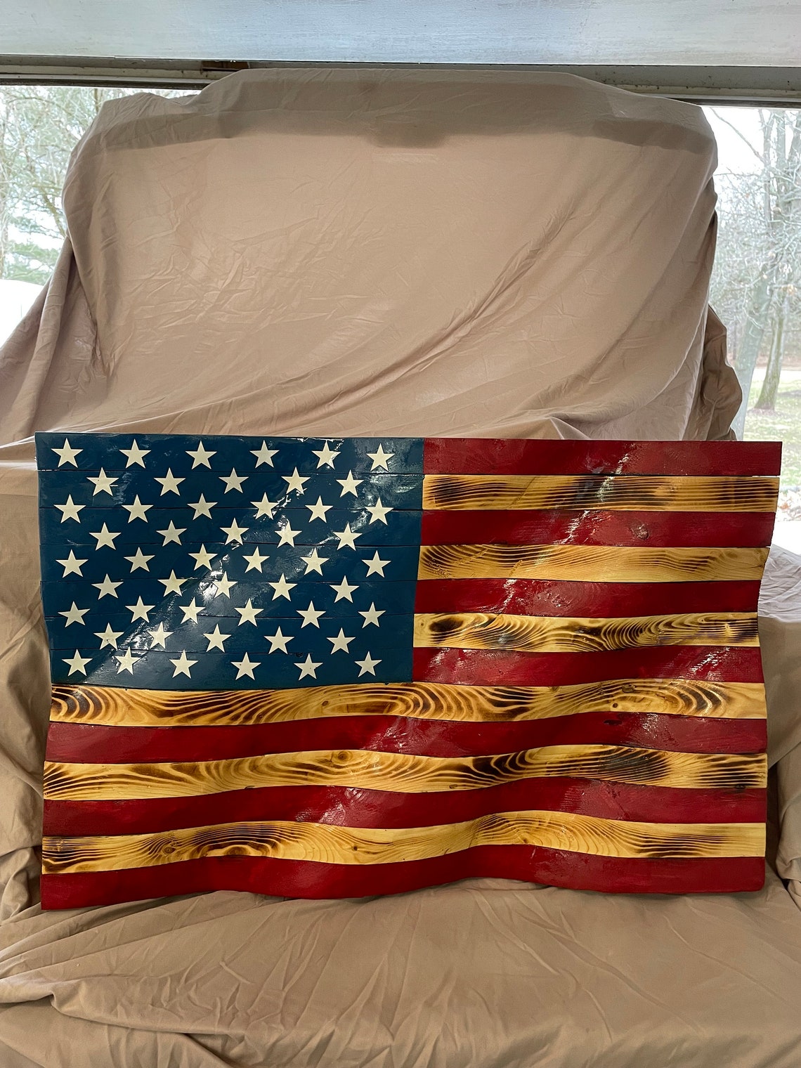 Rustic Wooden Waving American Flag - Etsy