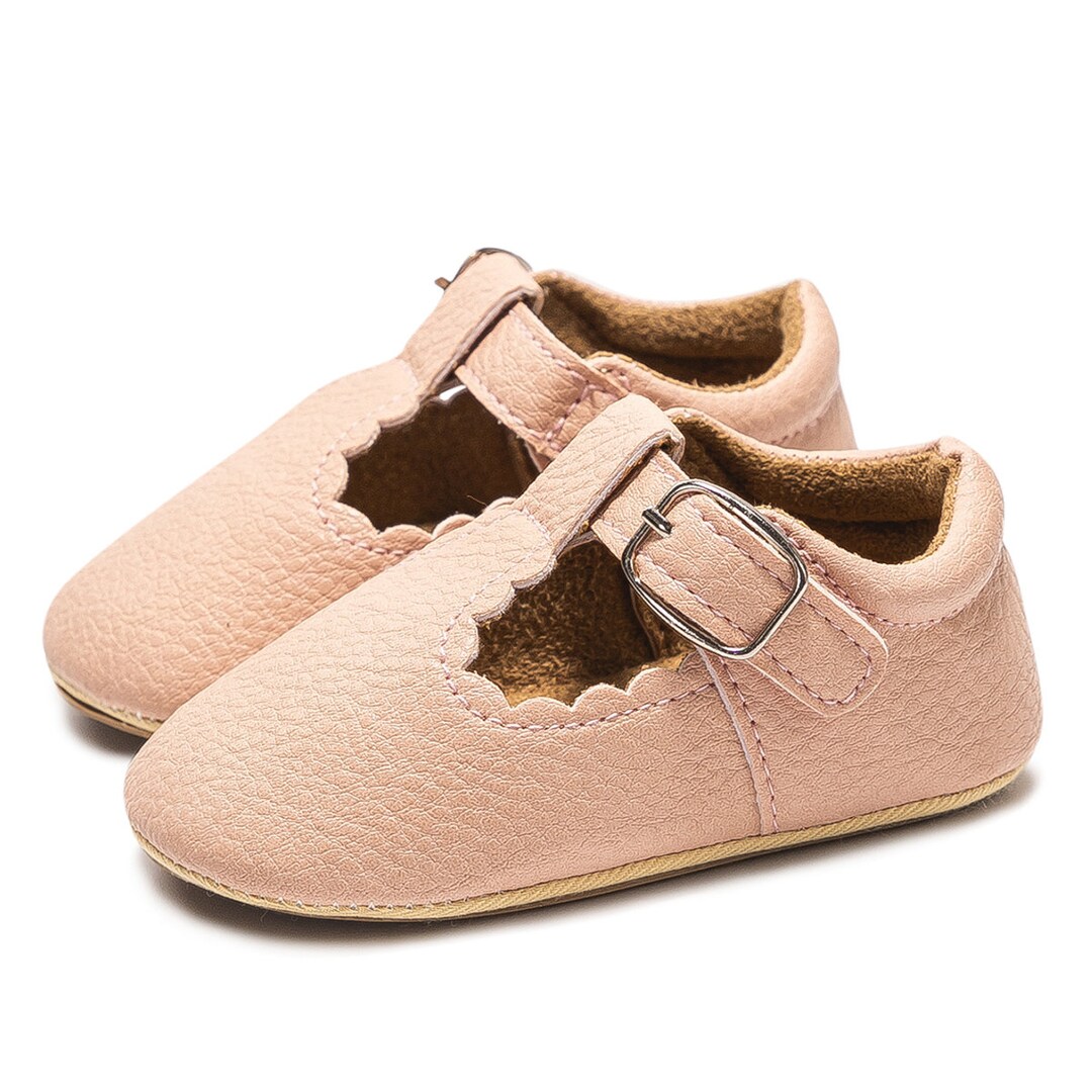 Baby Girl's Scalloped, T-strap All Occasion Shoes (pale Pink) - Etsy