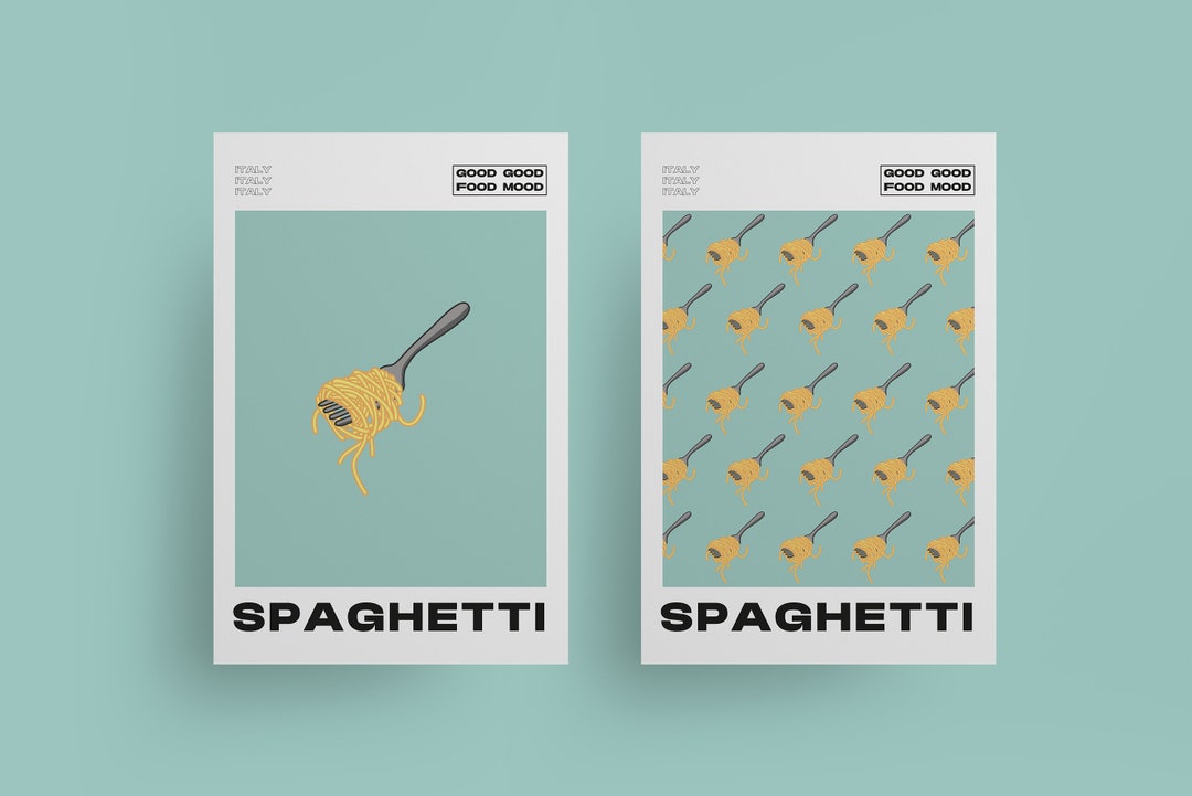Spaghetti | Set of Two Illustrated Food Posters | Printable ...