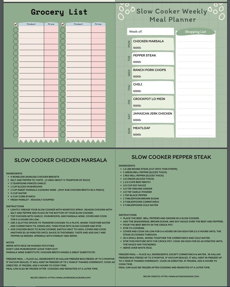 26 Week Slow Cooker Meal Plan - Etsy