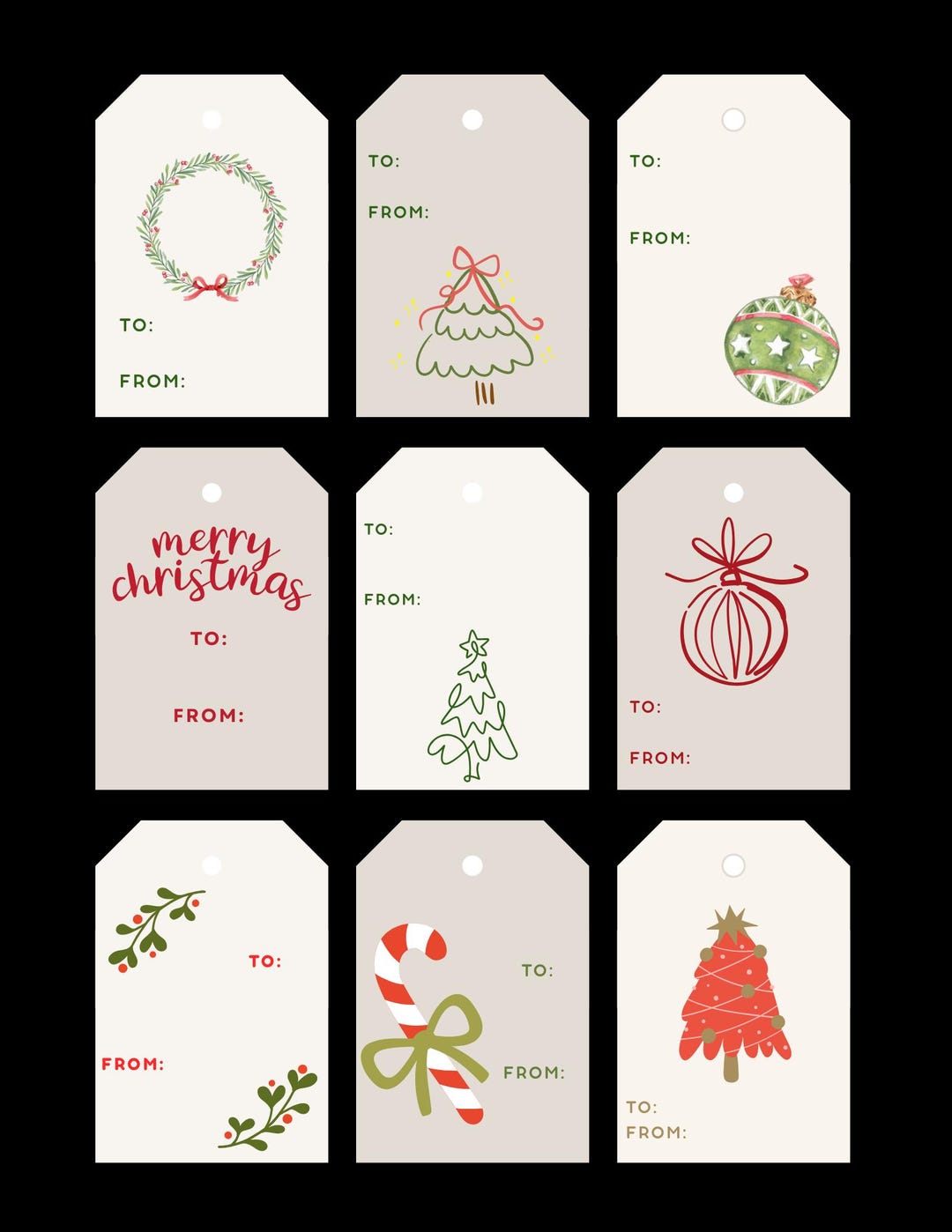 Rustic Christmas Gift Tags: Kraft Holiday Labels (instant Download) - Etsy
