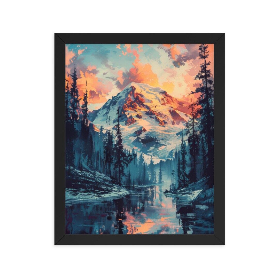 Mt. Rainer Sunset Edition 1 Framed Poster - Etsy