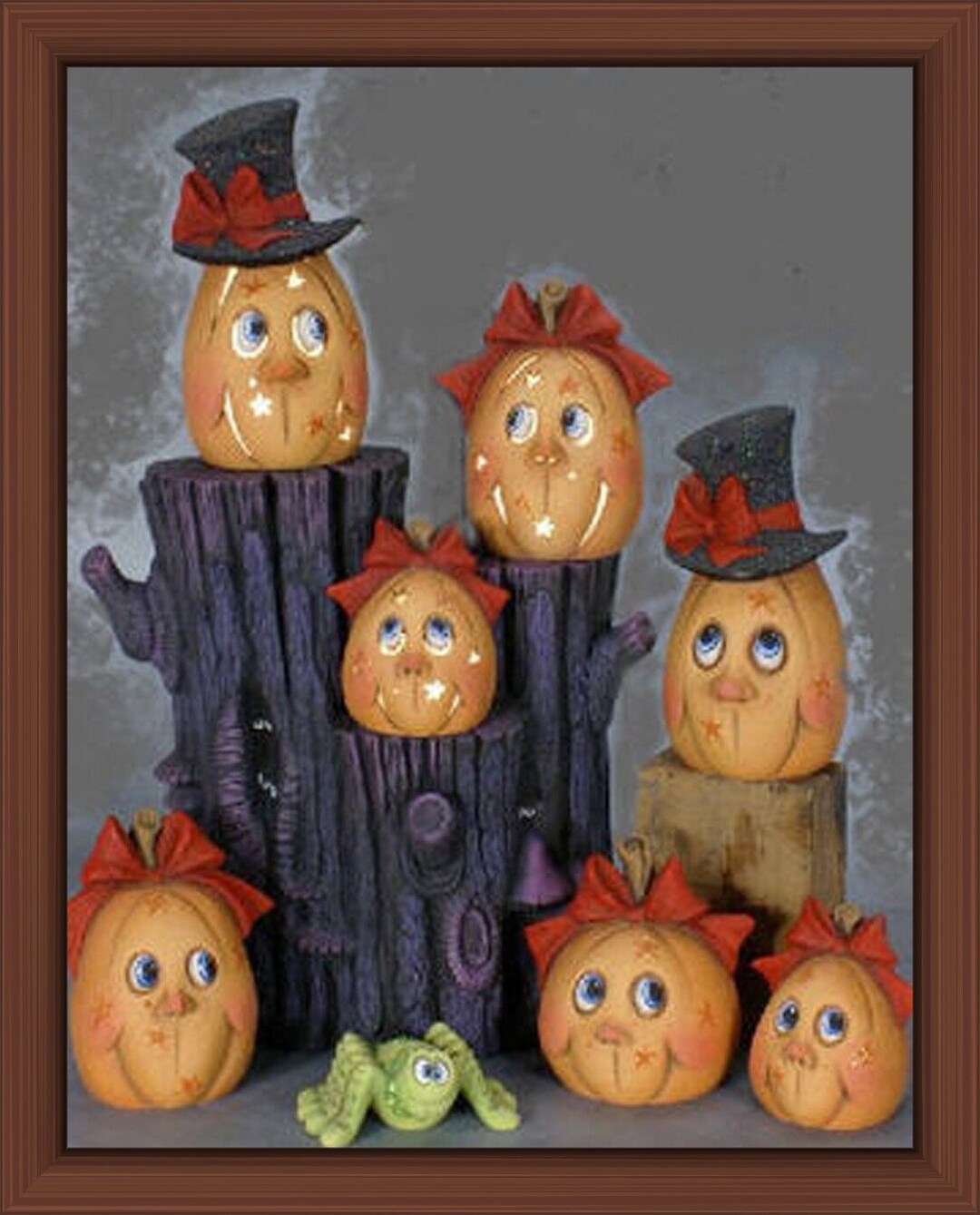 Googly Pumpkins Family With Tree Stump - Etsy