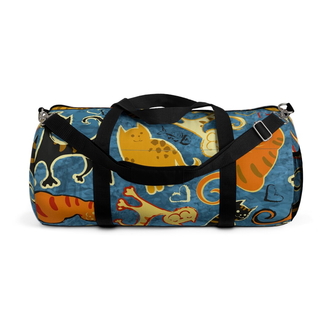 Blue Cat Pattern Duffel Bag - Etsy