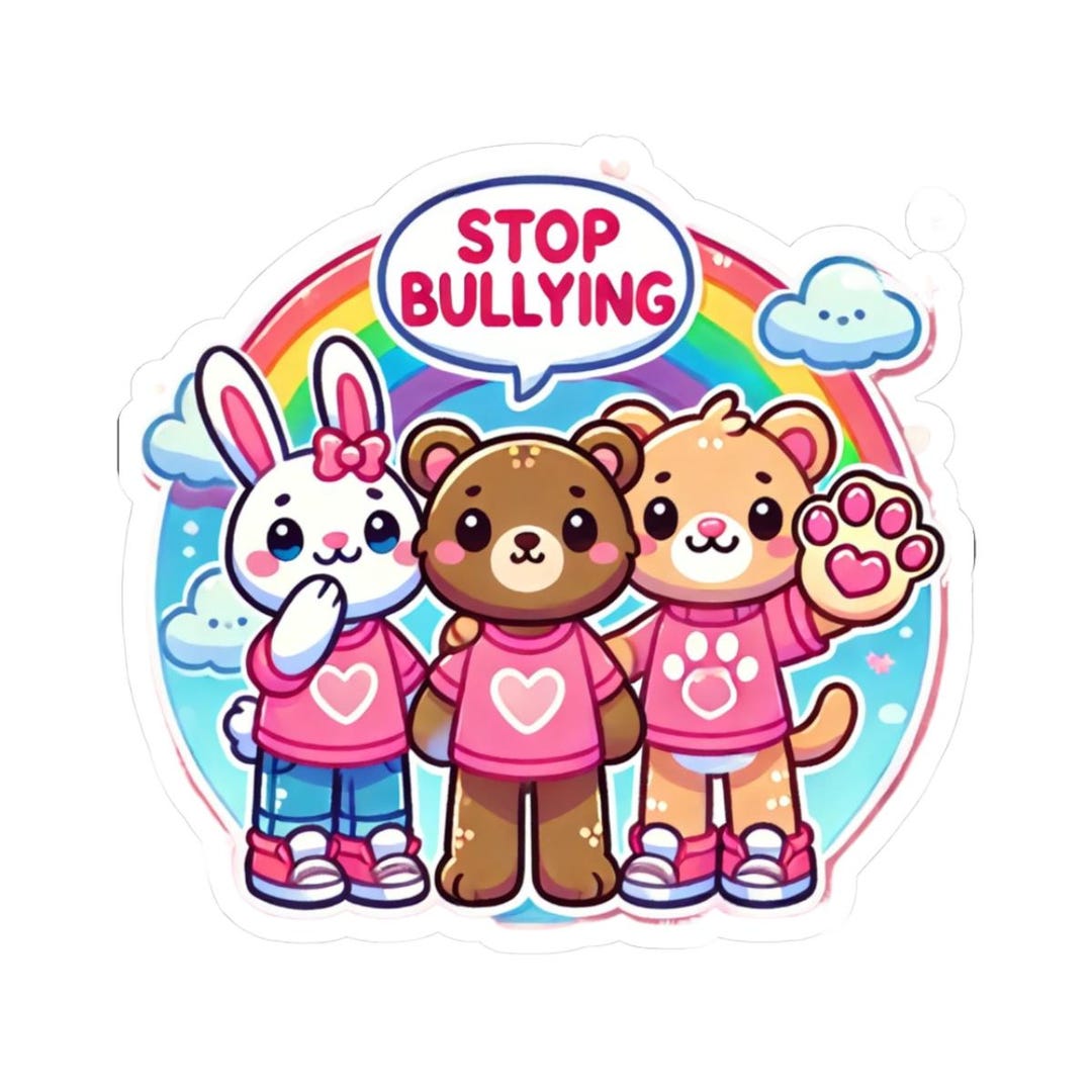 Cute Animals Stop Bullying Stickers, Fun Kids Decor, Motivational Gifts ...