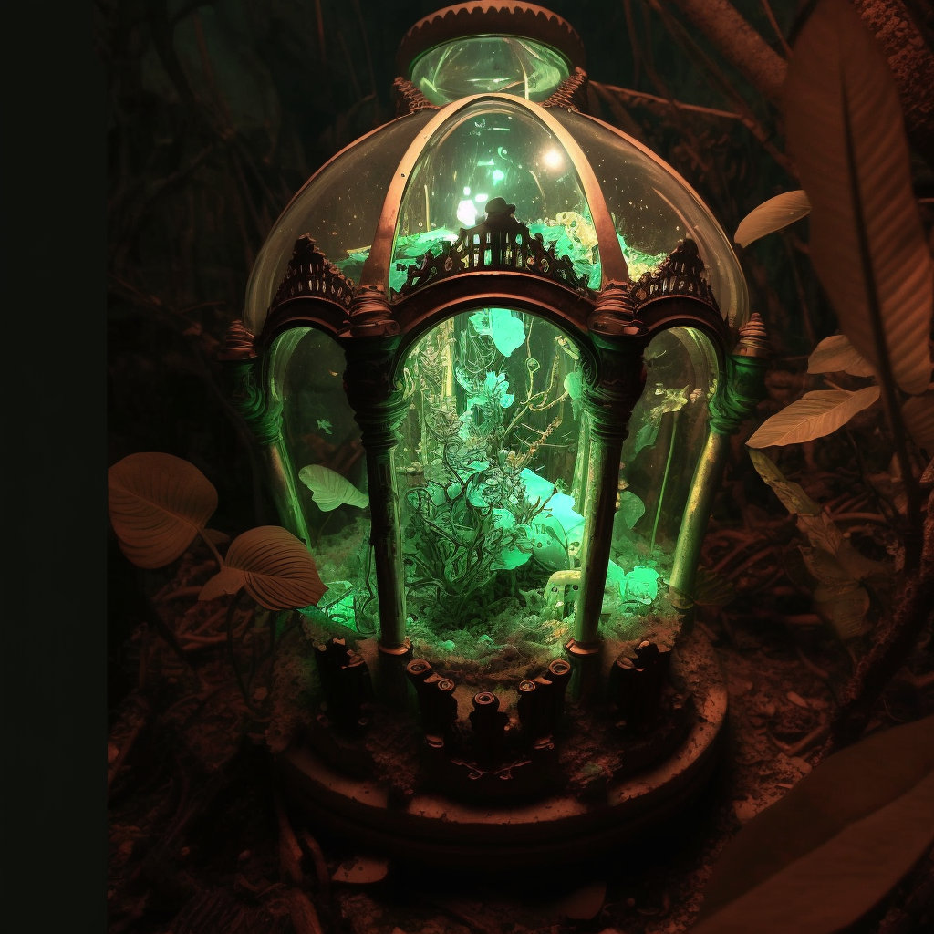 Wall Art Fantasy Steampunk Poster Of A Mini Magical Garden Lamp Etsy