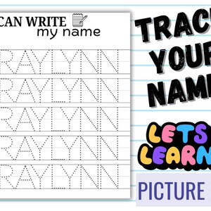Custom Name Tracing Sheet, DIGITAL FILE- Printable for Preschoolers ...