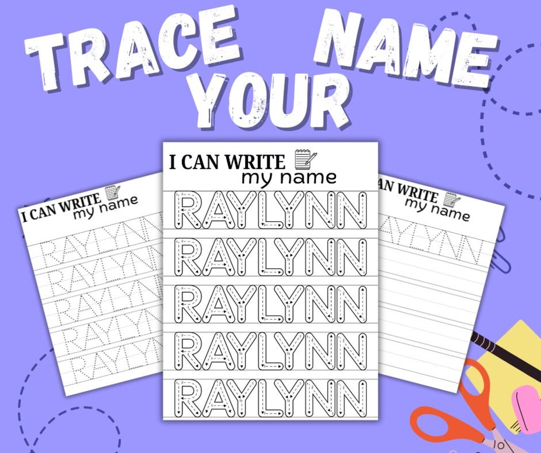 Custom Name Tracing Sheet, DIGITAL FILE- Printable for Preschoolers ...