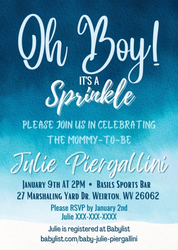 Baby Boy Sprinkle Invitation - Etsy