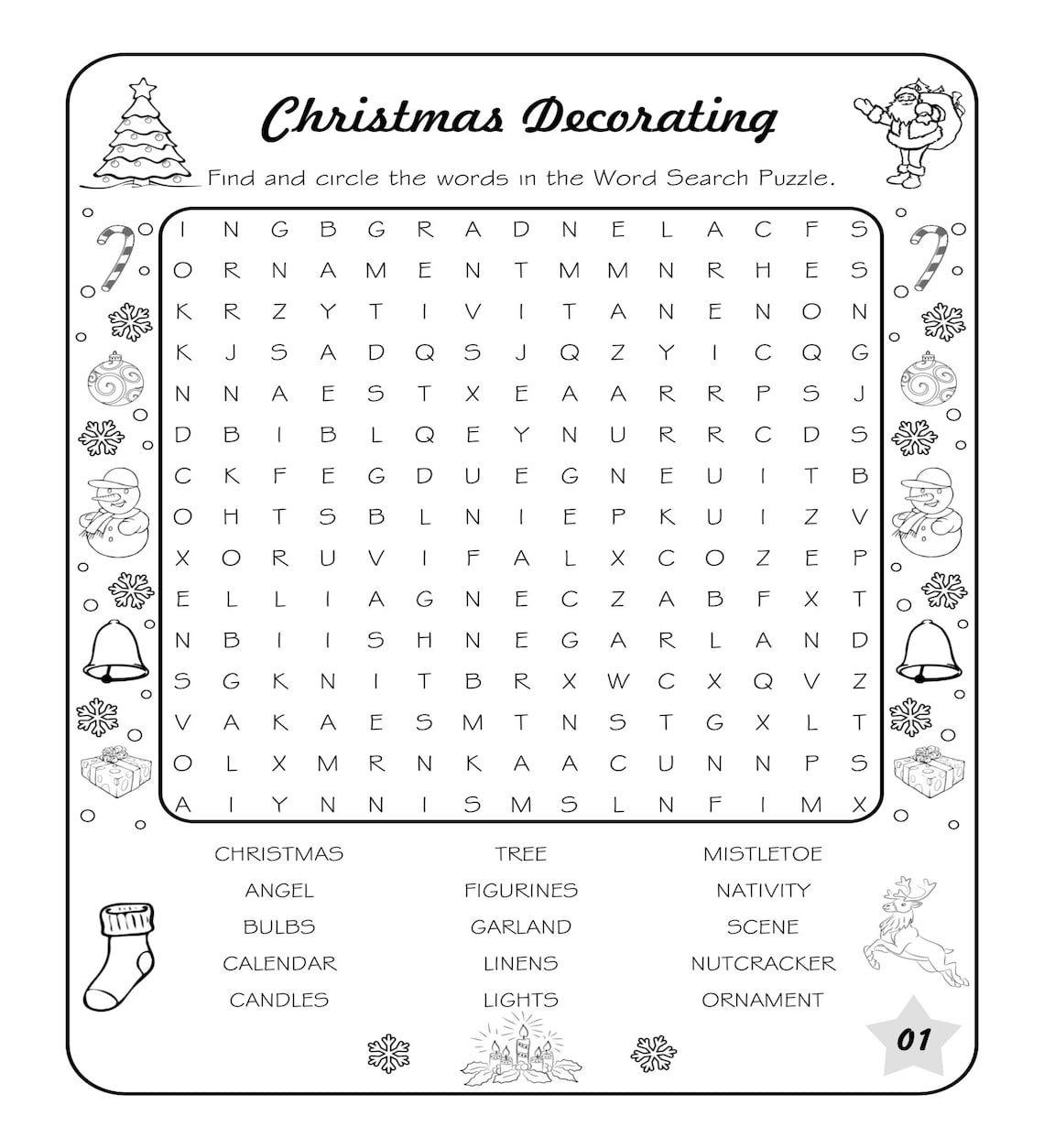 Christmas Word Search for Kids, Christmas Party Game, Word Search ...