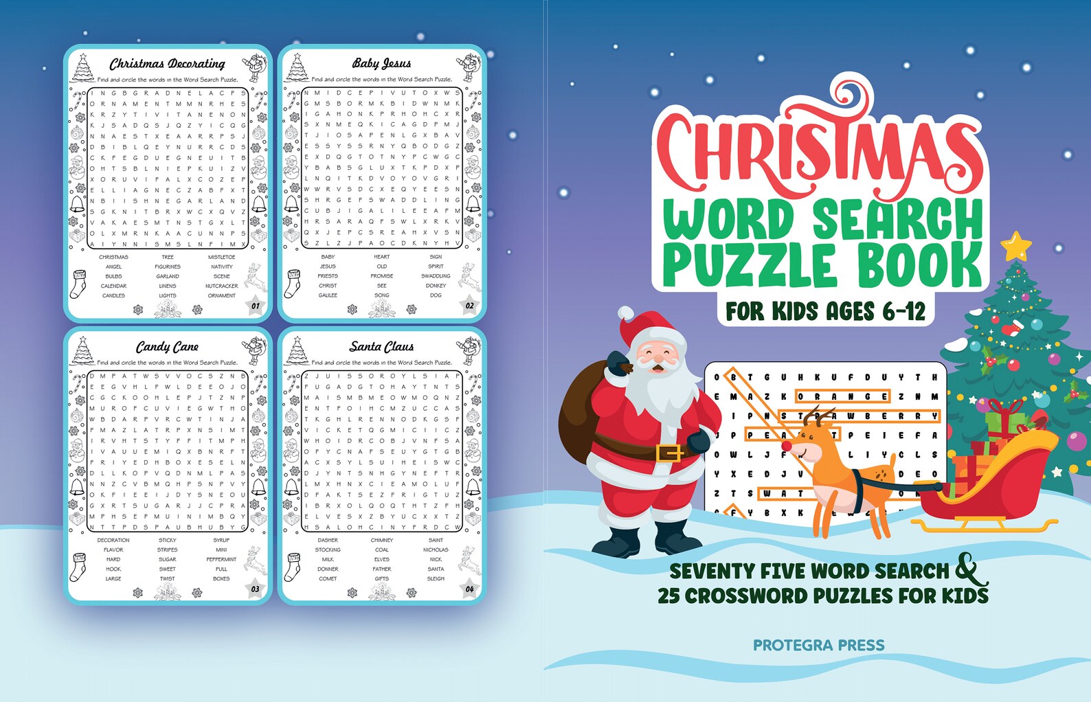 Christmas Word Search for Kids, Christmas Party Game, Word Search ...